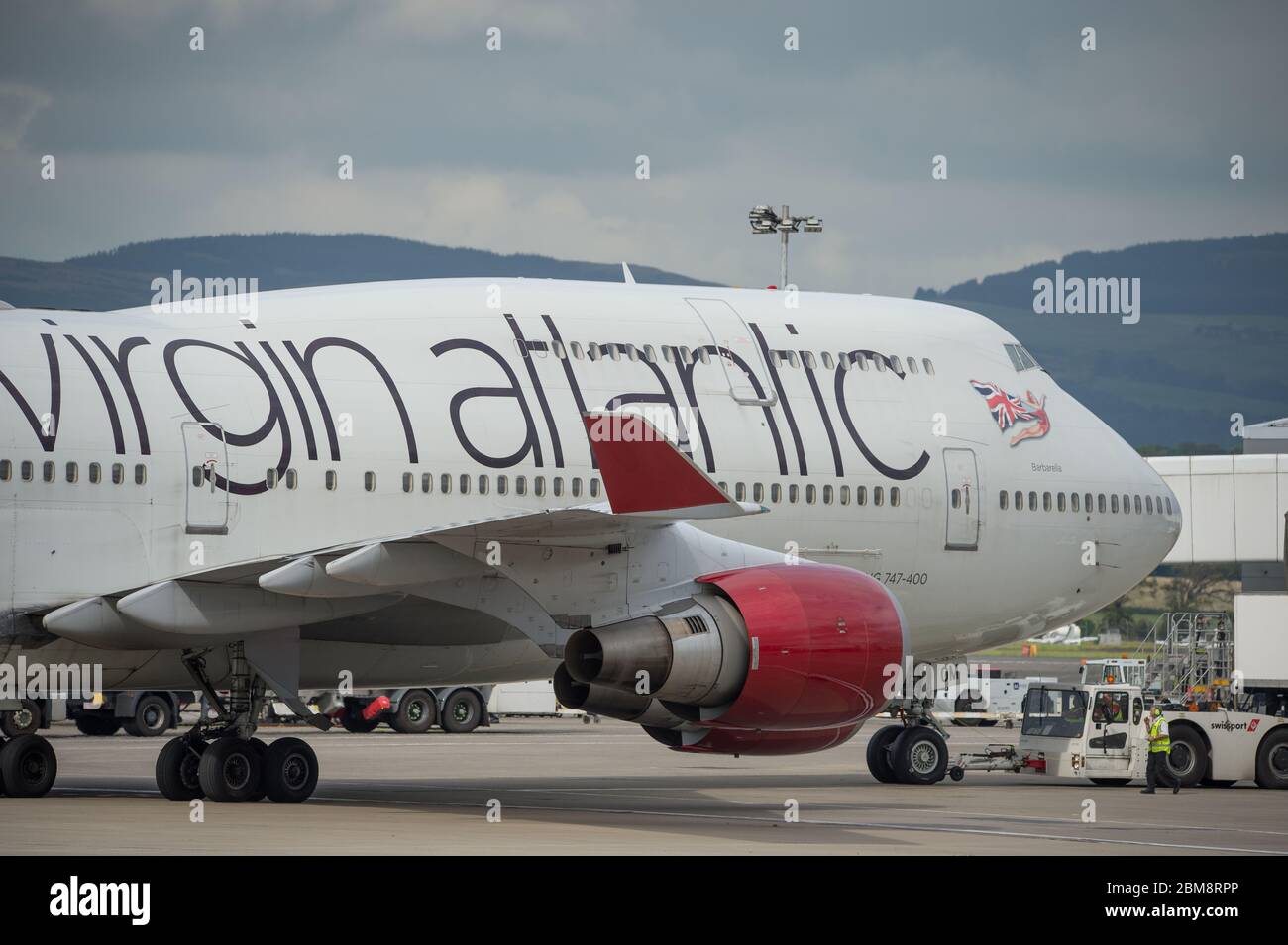 Glasgow, UK. 25 August 2019. Pictured: Virgin Atlantic Boeing 747-400 ...