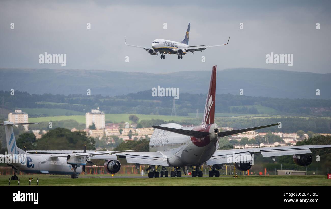 Glasgow, UK. 25 August 2019. Pictured: Virgin Atlantic Boeing 747-400 ...