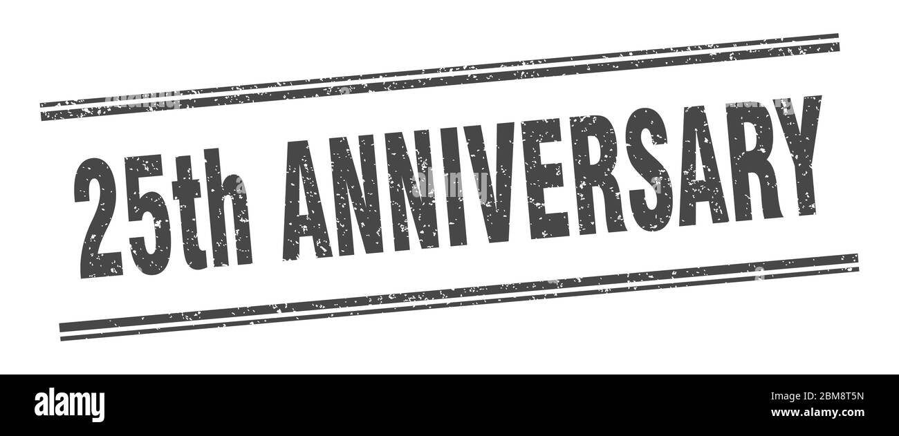 25th anniversary stamp. 25th anniversary label. square grunge sign ...
