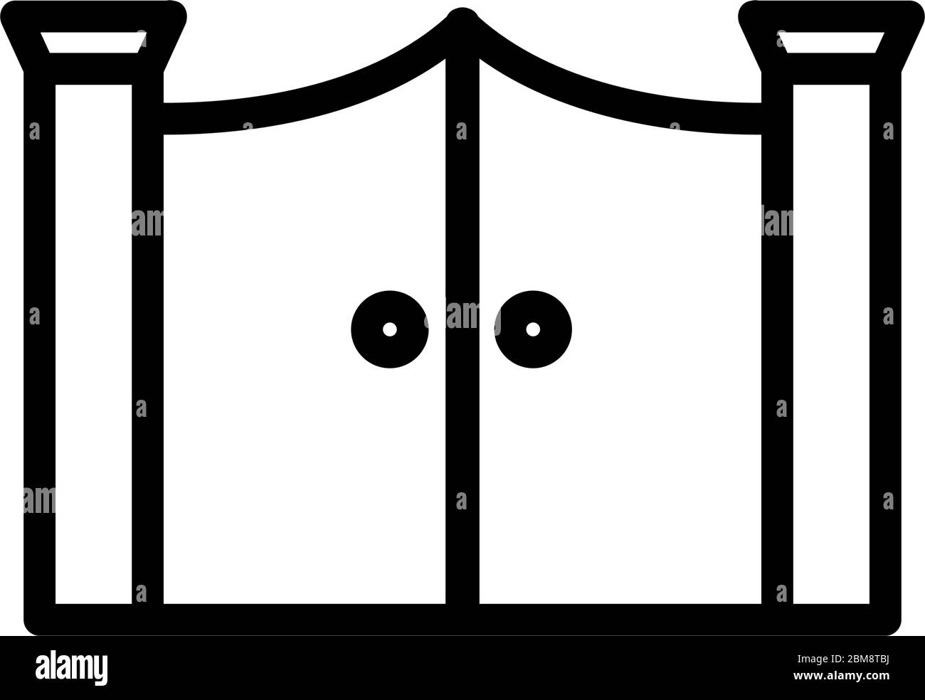 closed entrance gate with columns icon vector outline illustration ...