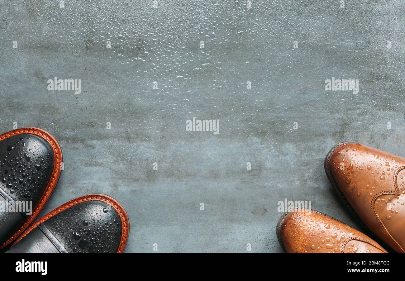 Black male shoe water drops hi-res stock photography and images - Alamy