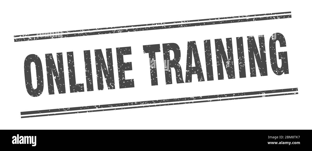 online training stamp. online training label. square grunge sign Stock ...