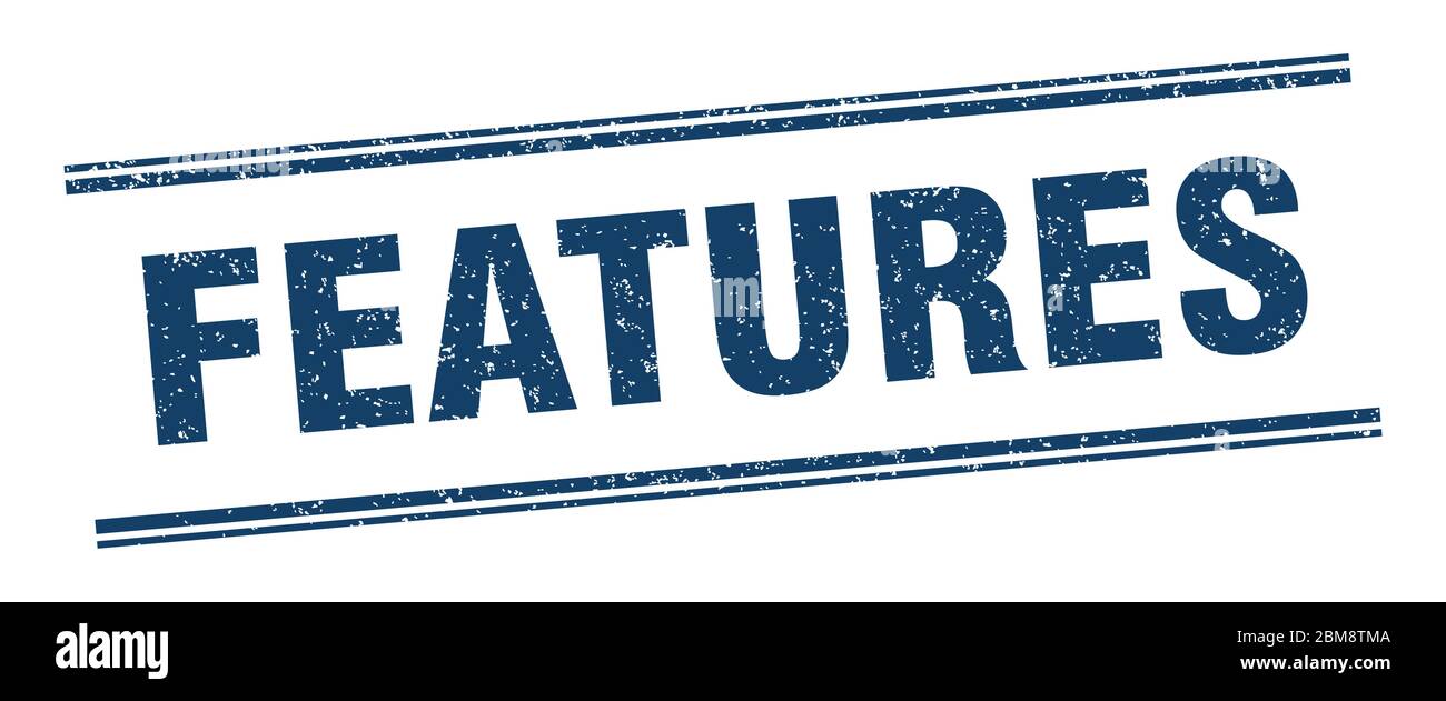 features stamp. features label. square grunge sign Stock Vector Image ...