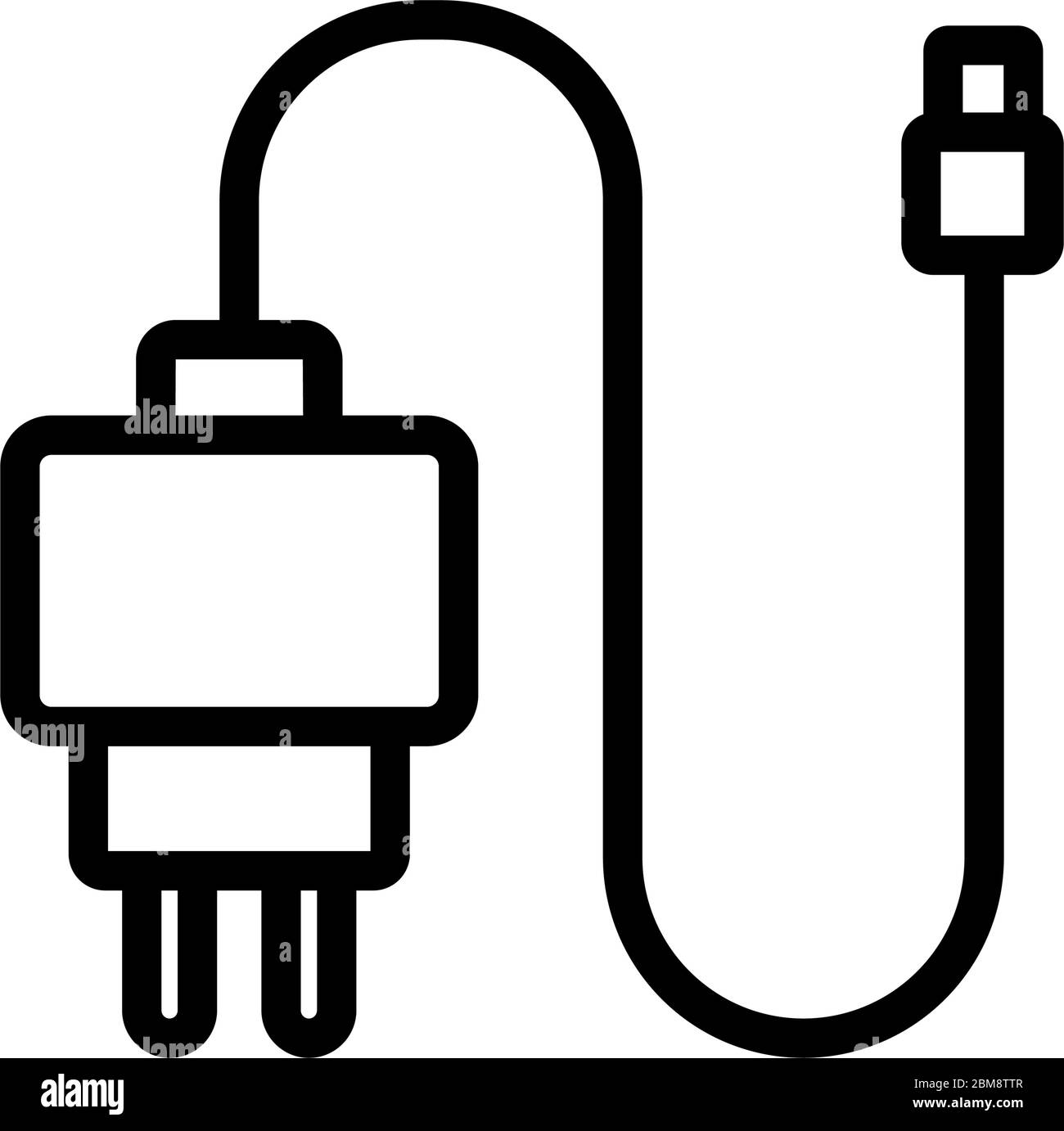 charging power supply with wire icon vector outline illustration Stock ...