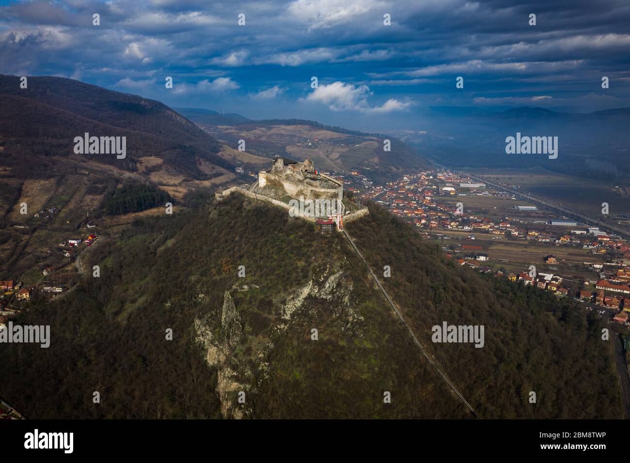 Aerial view to the Deva fortress. Romania Stock Photo - Alamy