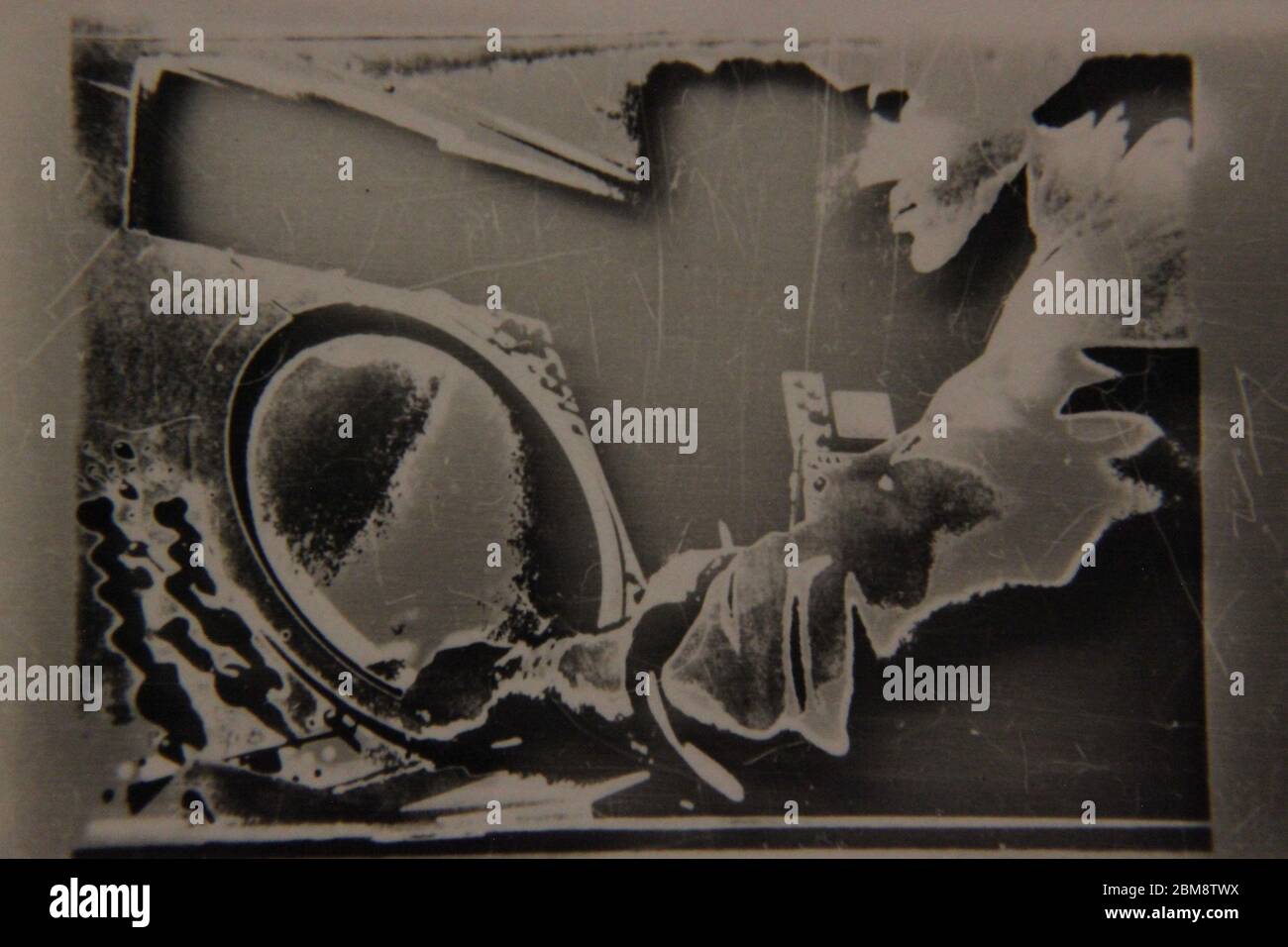 Fine 70s vintage black and white extreme photography of an airport ...