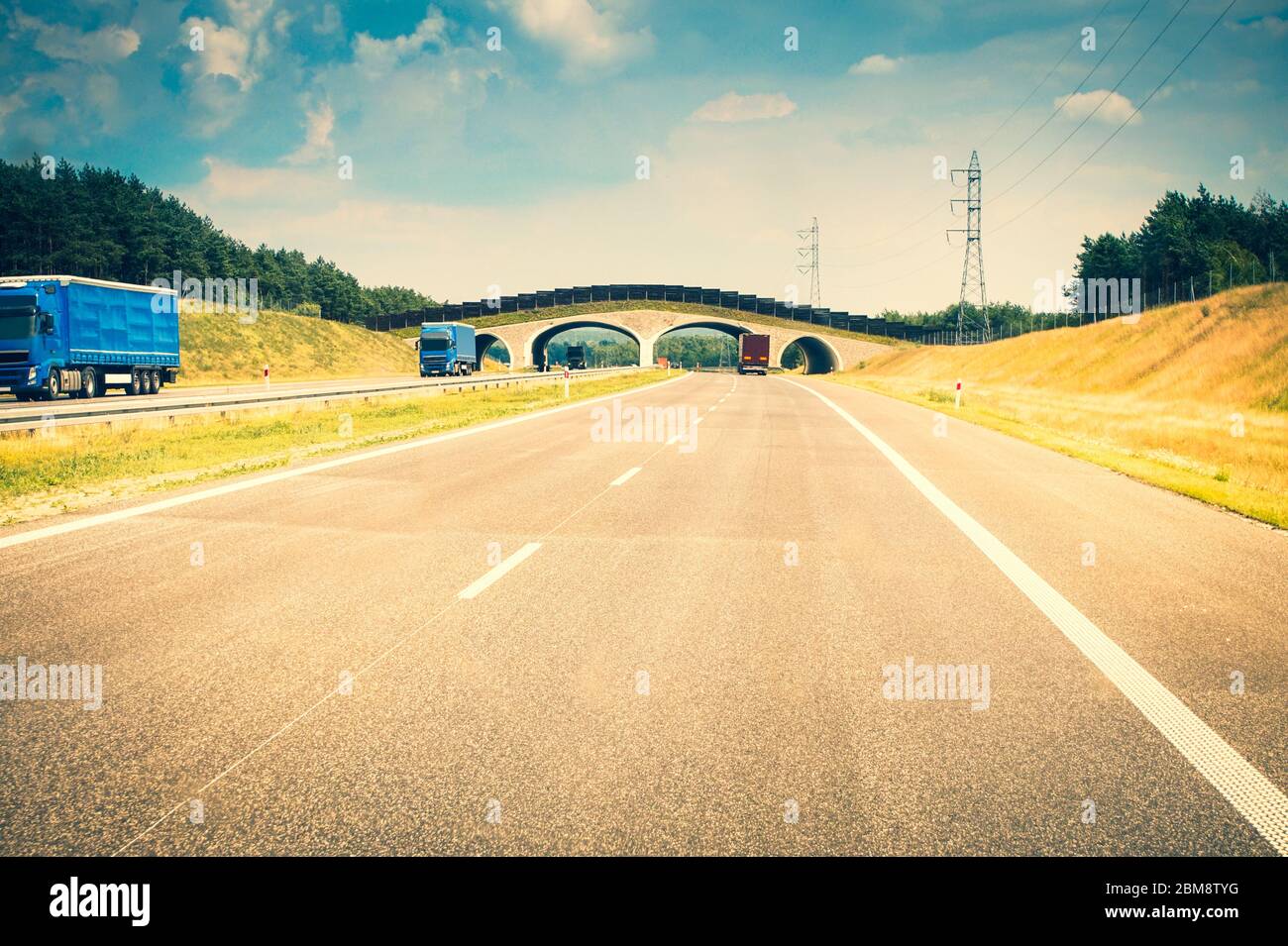 Bridge on a highway, sky Stock Photo - Alamy