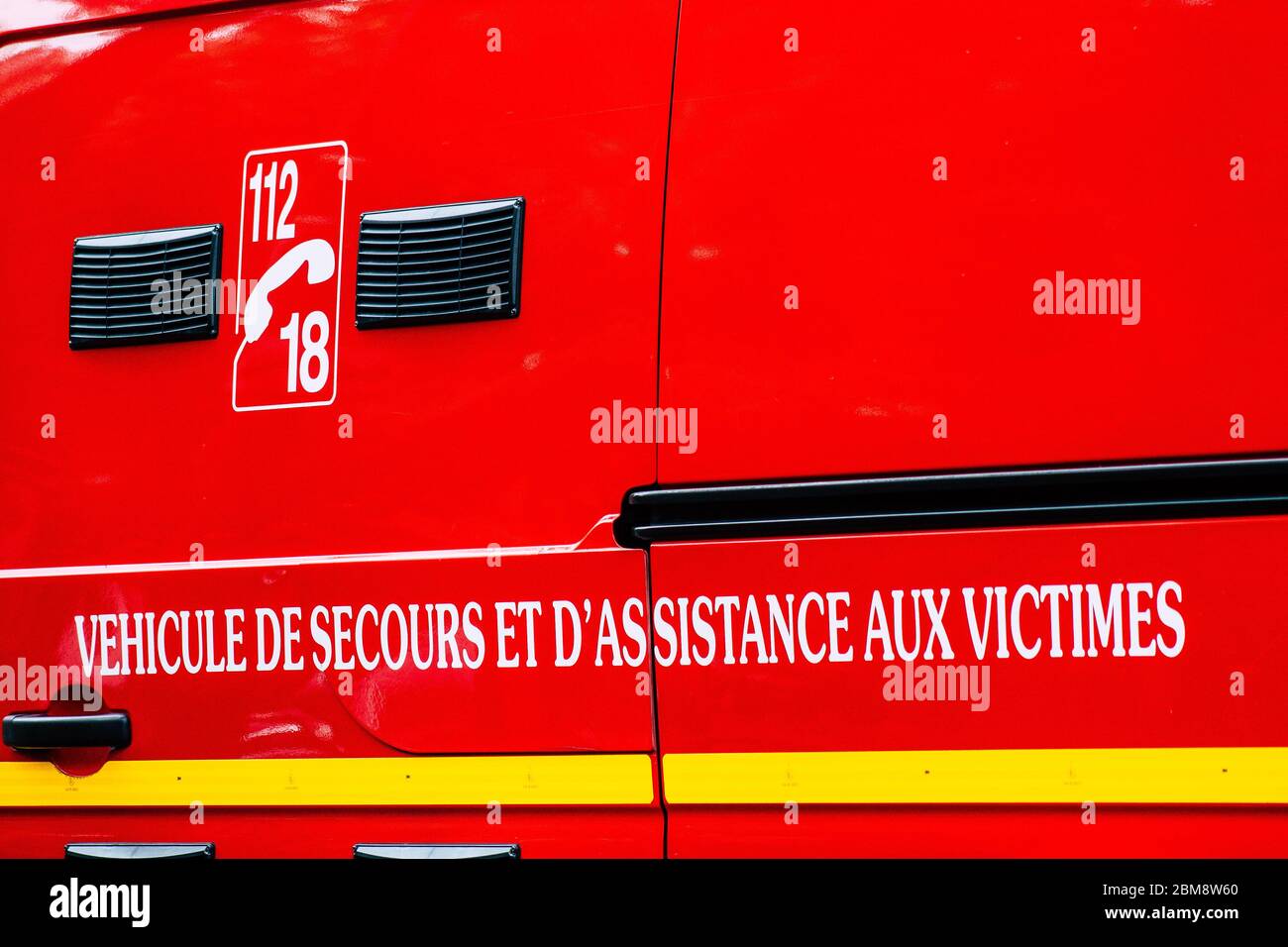 Paris France May 25, 2019 View of French fire engine parked in the ...