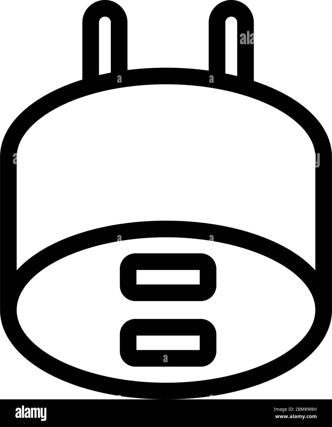 round plug power supply with two connectors icon vector outline ...