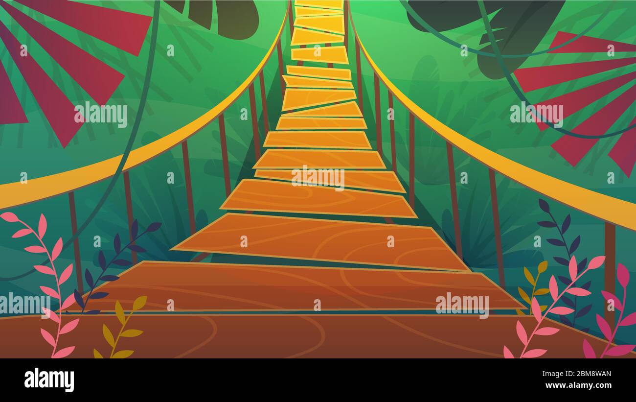 Rope bridge jungle Stock Vector Images - Alamy