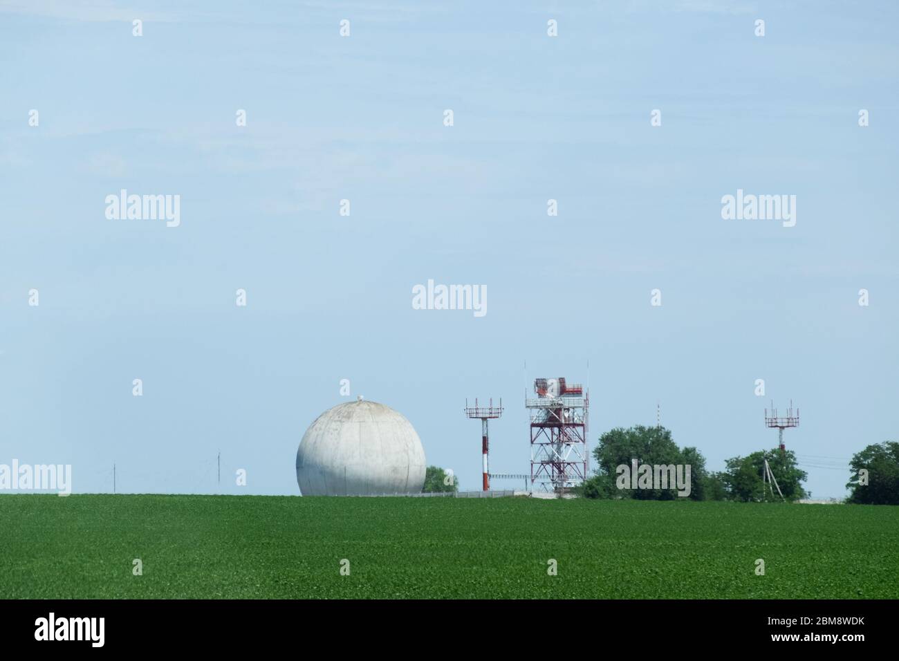 a Military radio station, round building of radar antenna Stock Photo ...