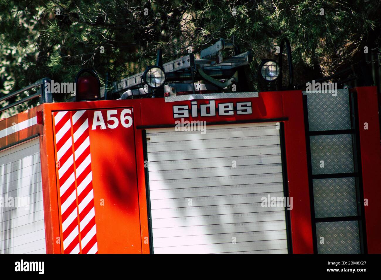 Athens Greece August 28, 2019 View of traditional Greek fire engine ...
