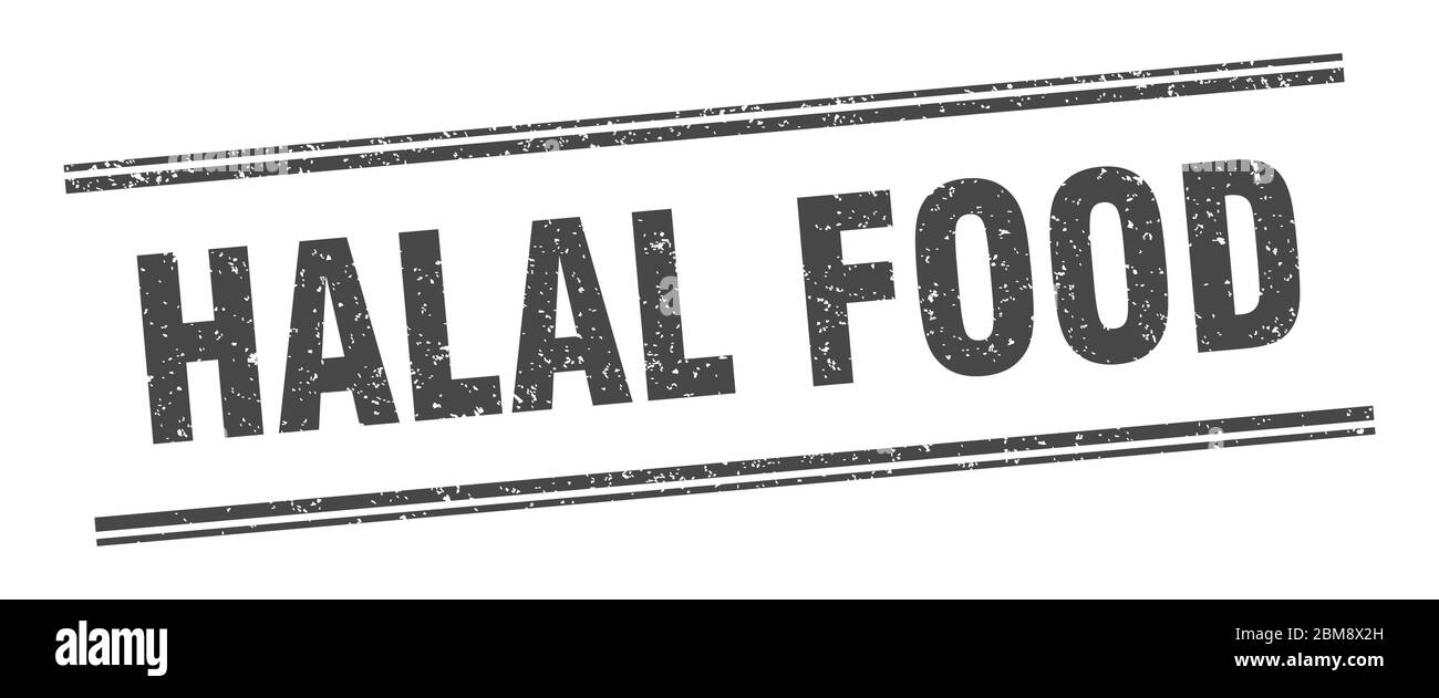 halal food stamp. halal food label. square grunge sign Stock Vector ...