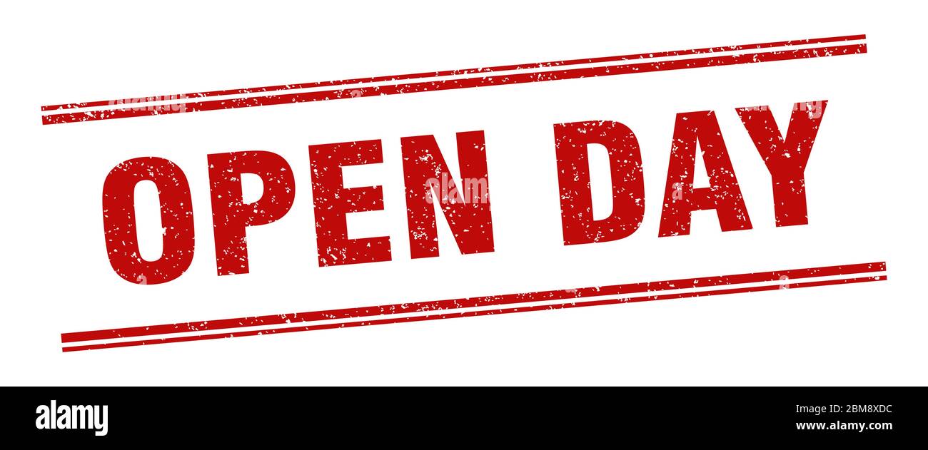 open day stamp. open day label. square grunge sign Stock Vector Image ...