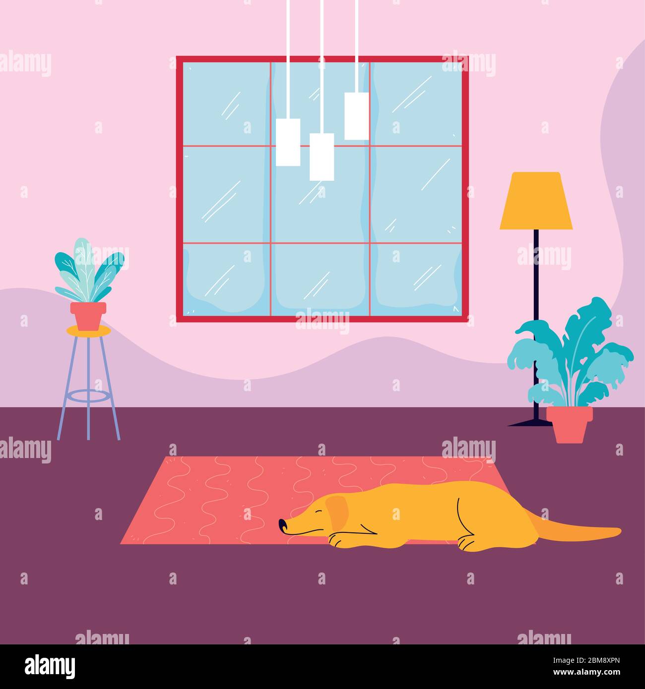 adorable dog in living room vector illustration design Stock Vector ...