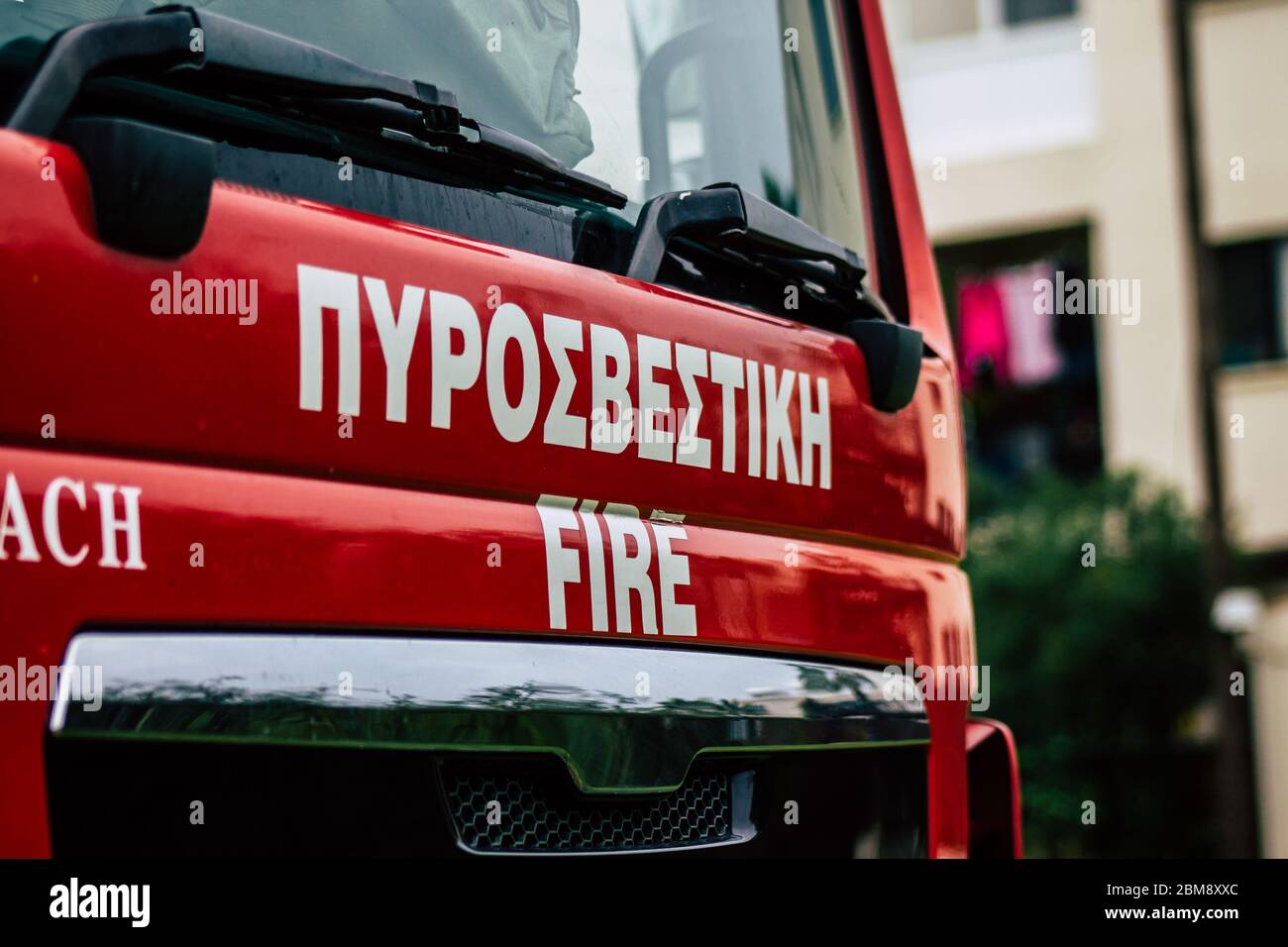 Paphos Cyprus March 05, 2020 View of a Cypriot fire truck on a ...