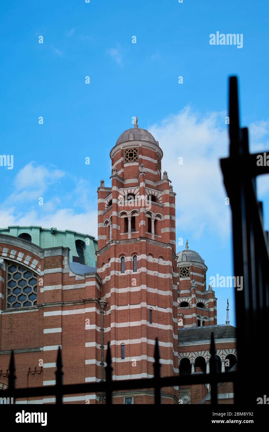 Westminster Cathedral side tower from street level Stock Photo - Alamy