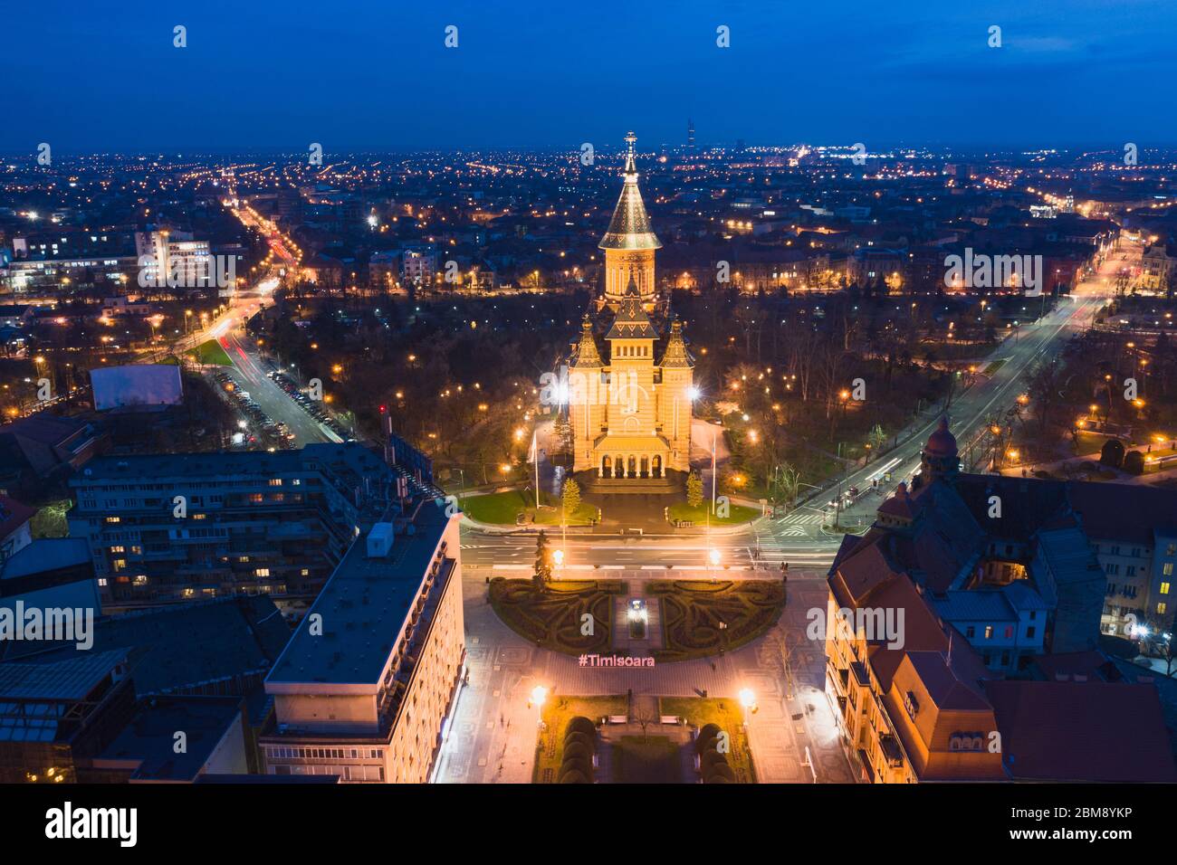 Night cityscape of Timisoara Romania Stock Photo - Alamy