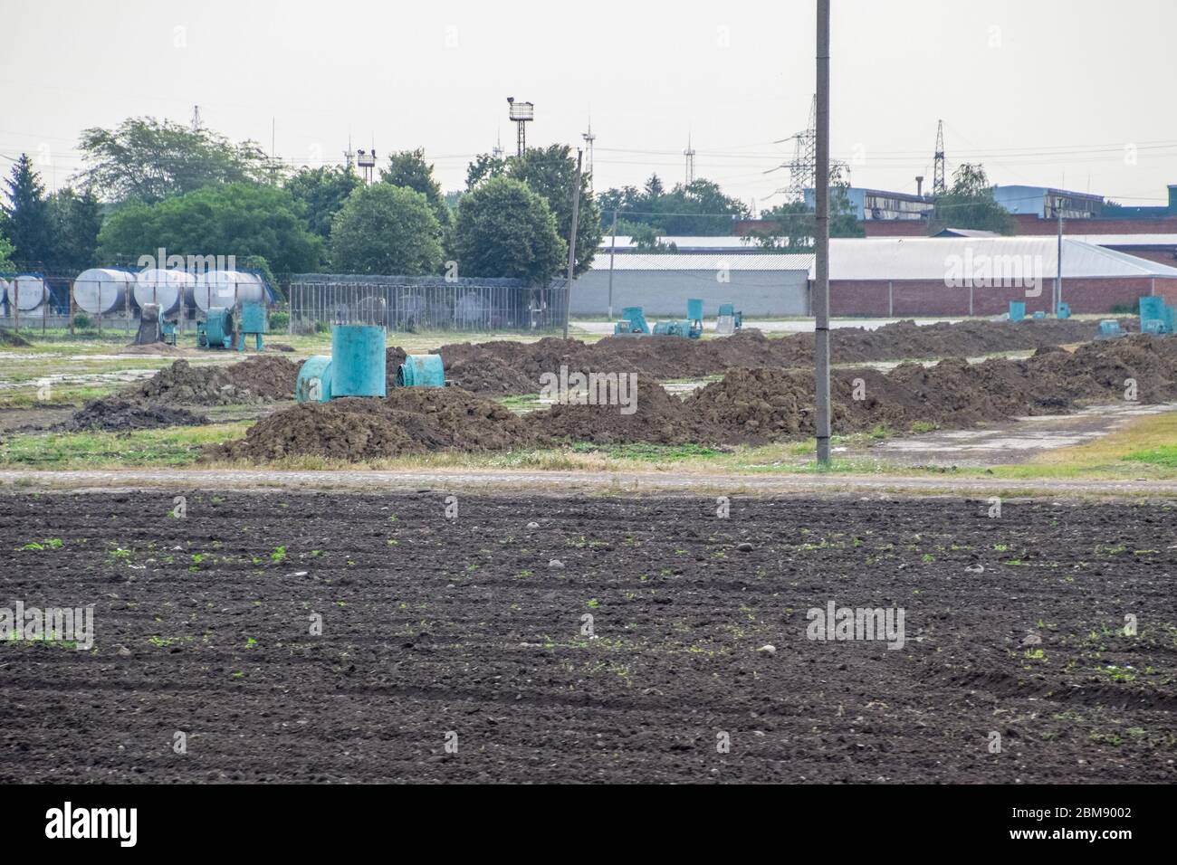 Clay slides are raw materials for a brick factory. Storage of clay for ...