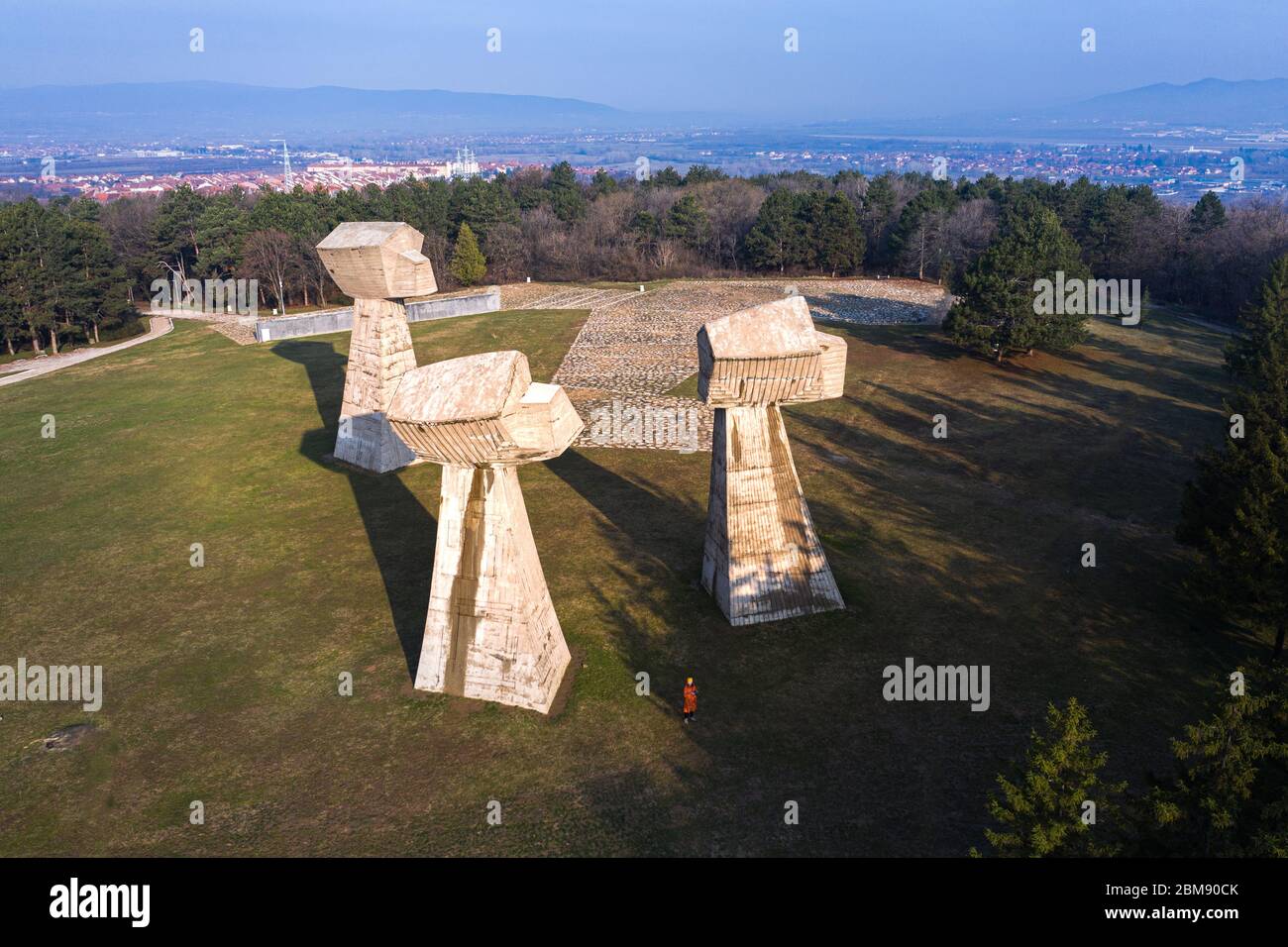 Aerial view of Bubanj Memorial Park in Nis. It is a monument and ...