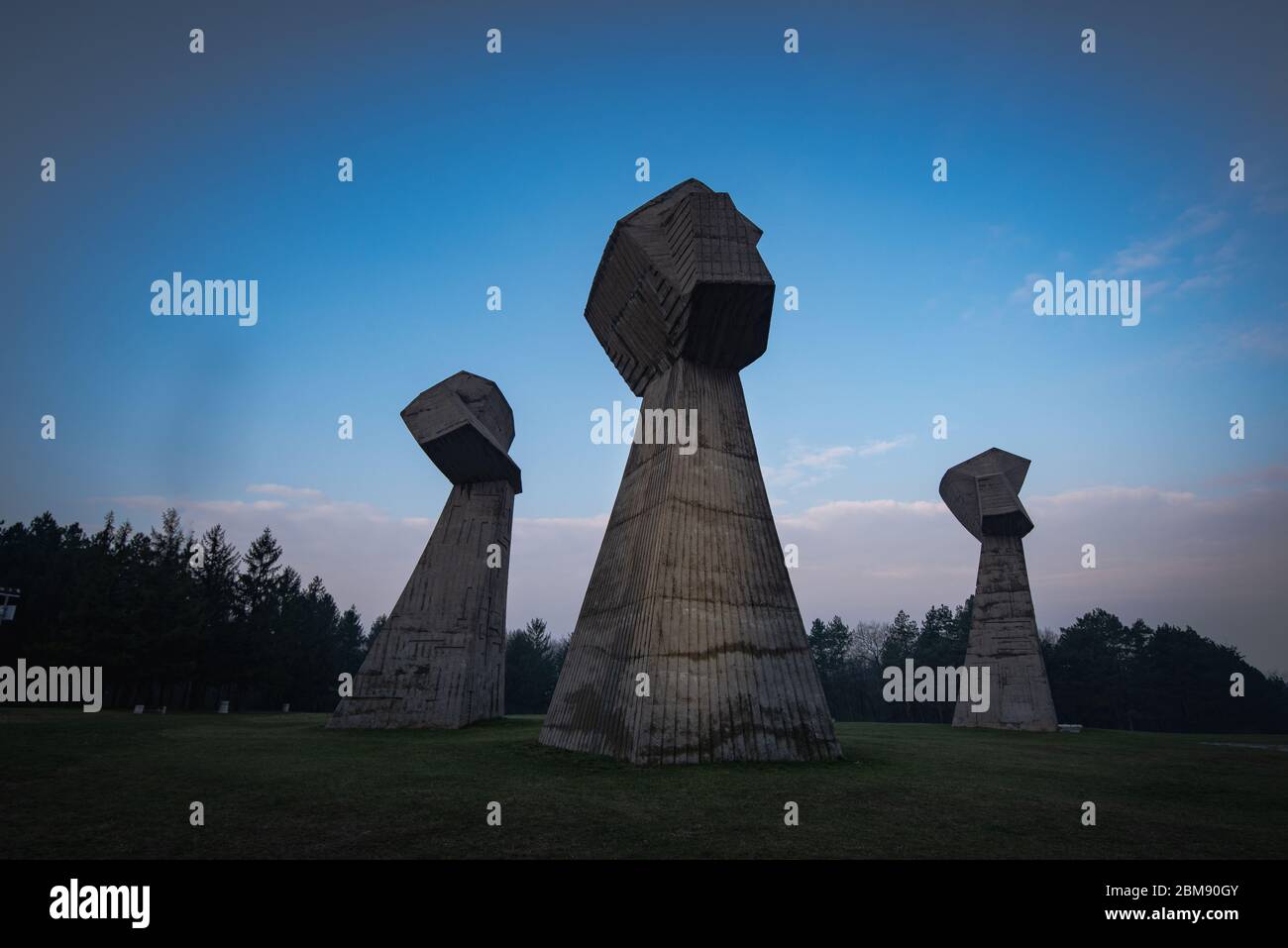 Aerial view of Bubanj Memorial Park in Nis. It is a monument and ...