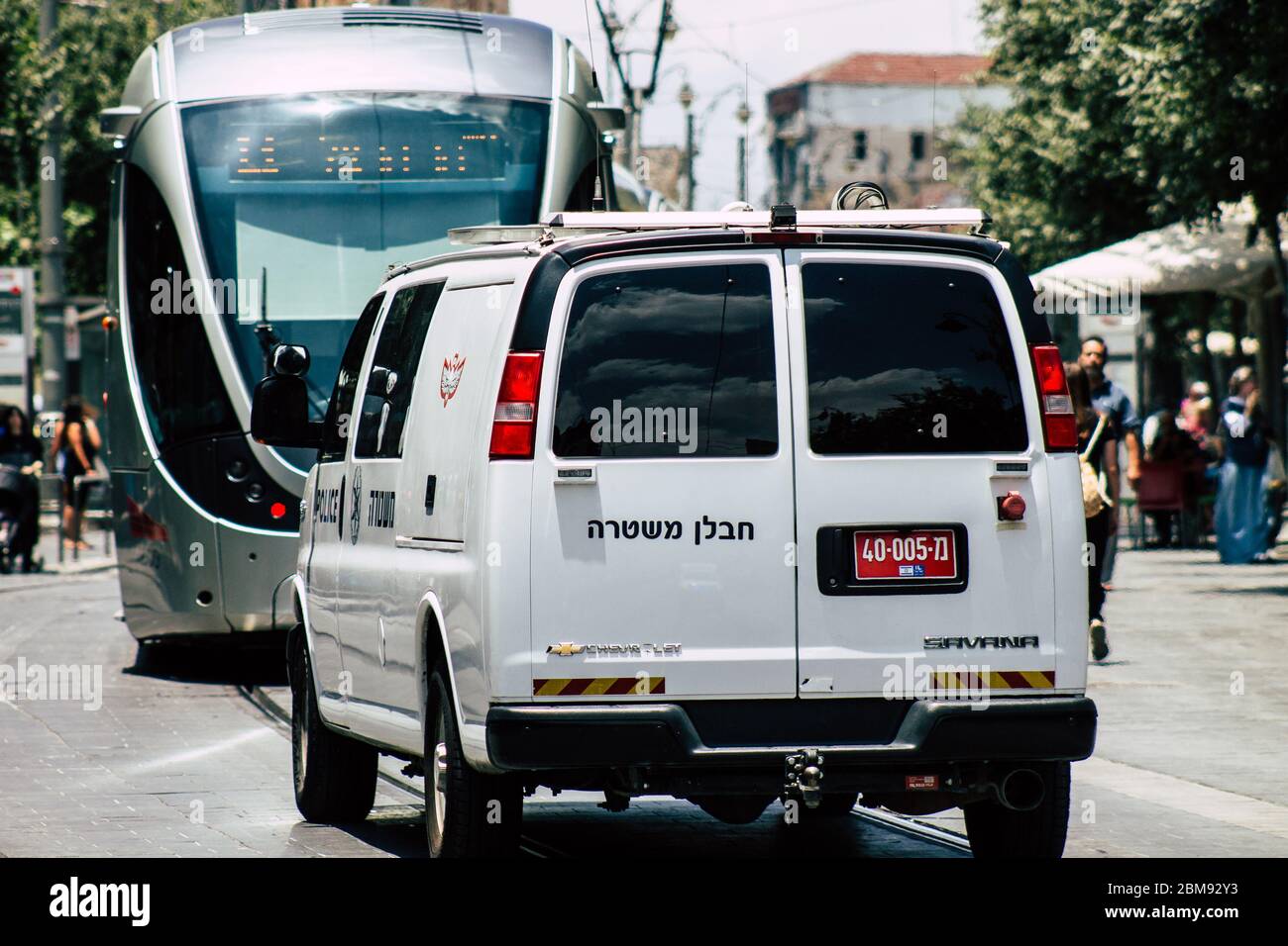 Jerusalem Israel July 2, 2019 View of a Israeli police car rolling in ...