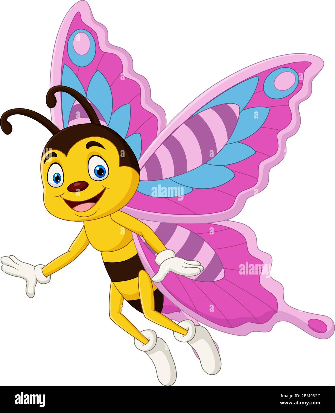 Cartoon happy butterfly isolated on white background Stock Vector Image ...