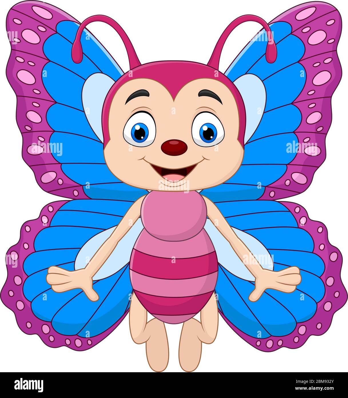 Cartoon funny butterfly isolated on white background Stock Vector Image ...