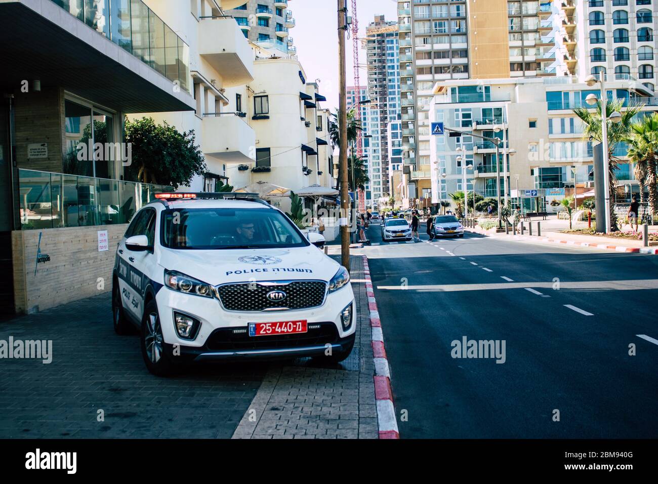 Tel Aviv Israel September 28, 2019 View of a Israeli police car parked ...