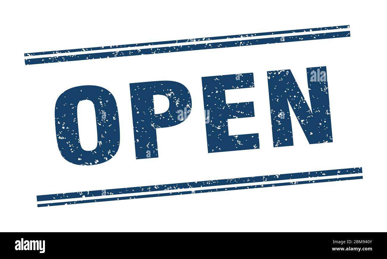 open stamp. open label. square grunge sign Stock Vector Image & Art - Alamy