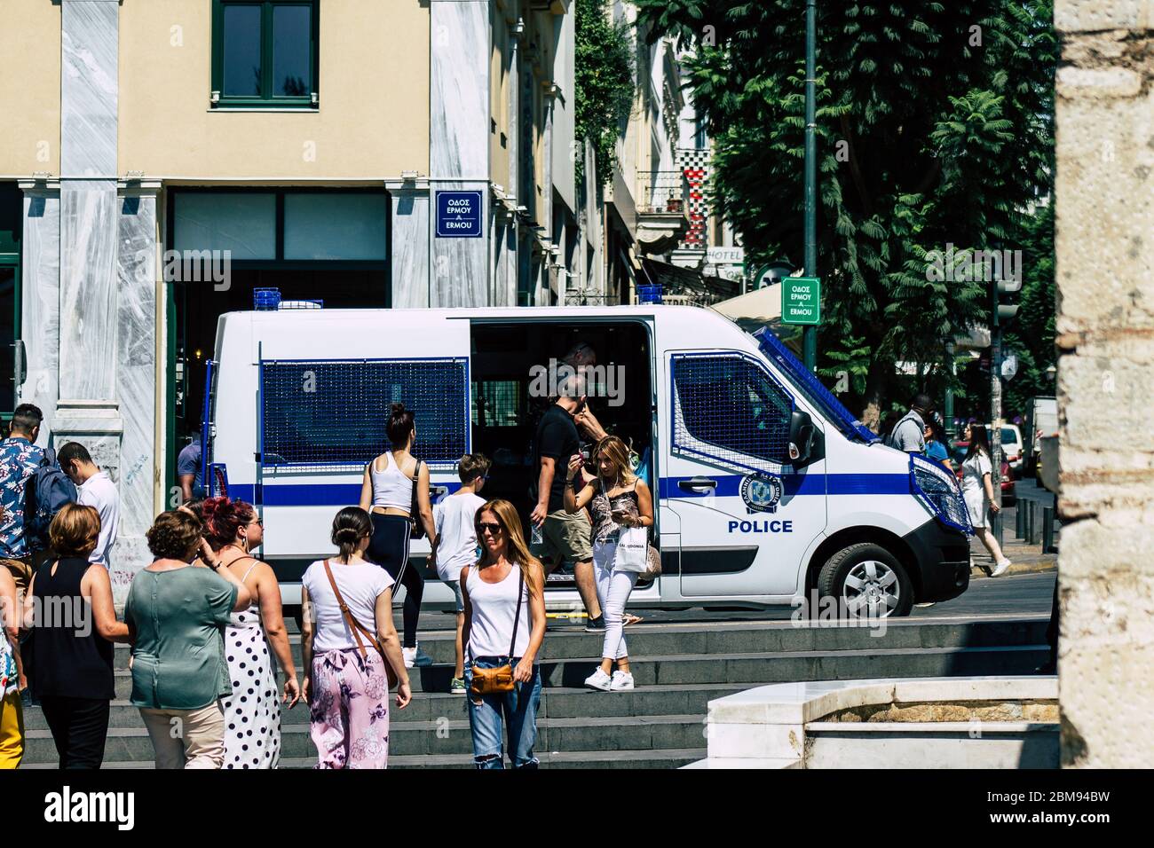 Athens Greece September 7, 2019 View of a Greek police officer in the ...
