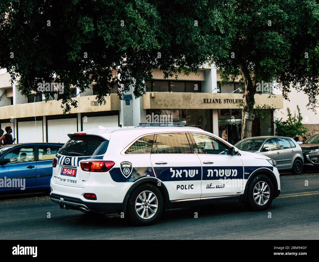 Tel Aviv Israel October 25, 2018 View of a Israeli police car in the ...