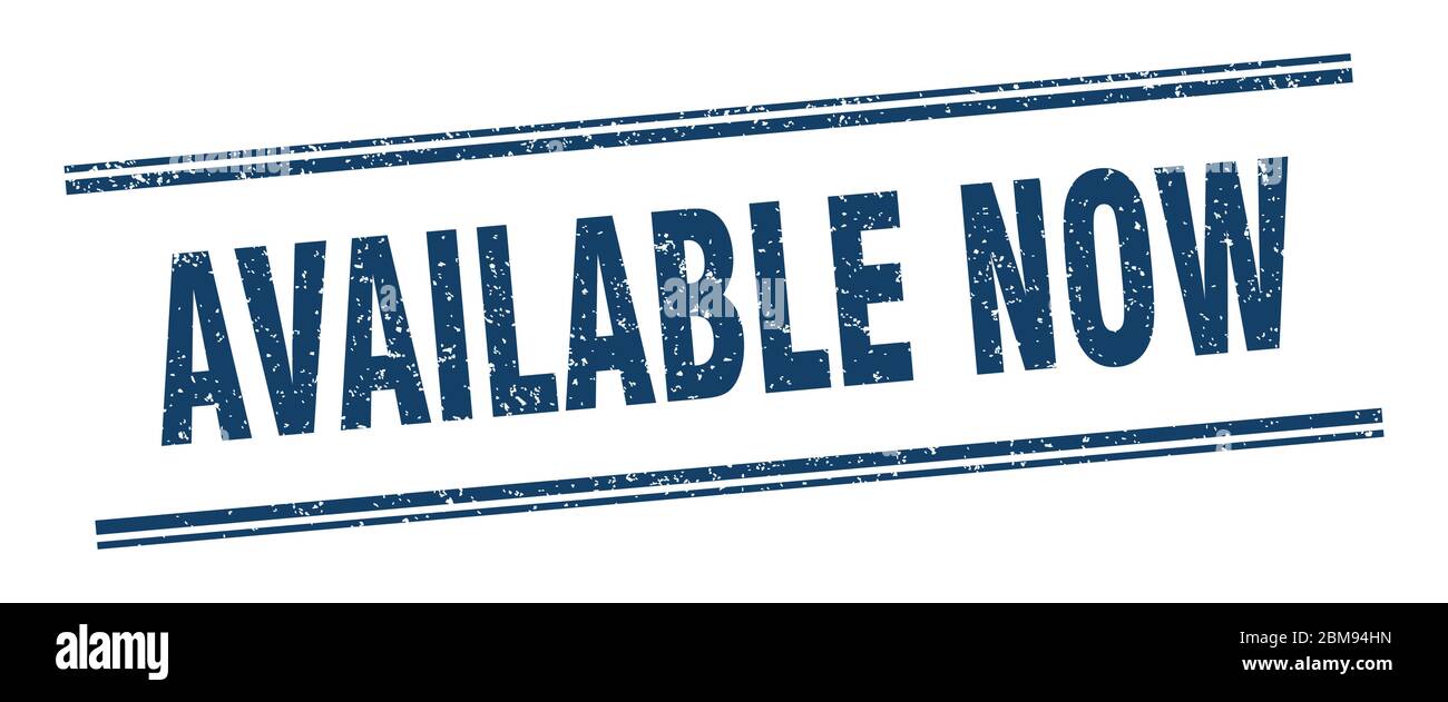 available now stamp. available now label. square grunge sign Stock ...