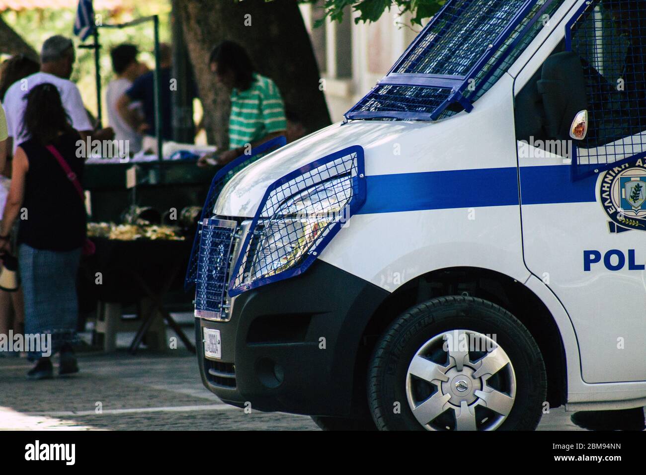 Athens Greece August 28, 2019 View of a Greek police car parked front ...