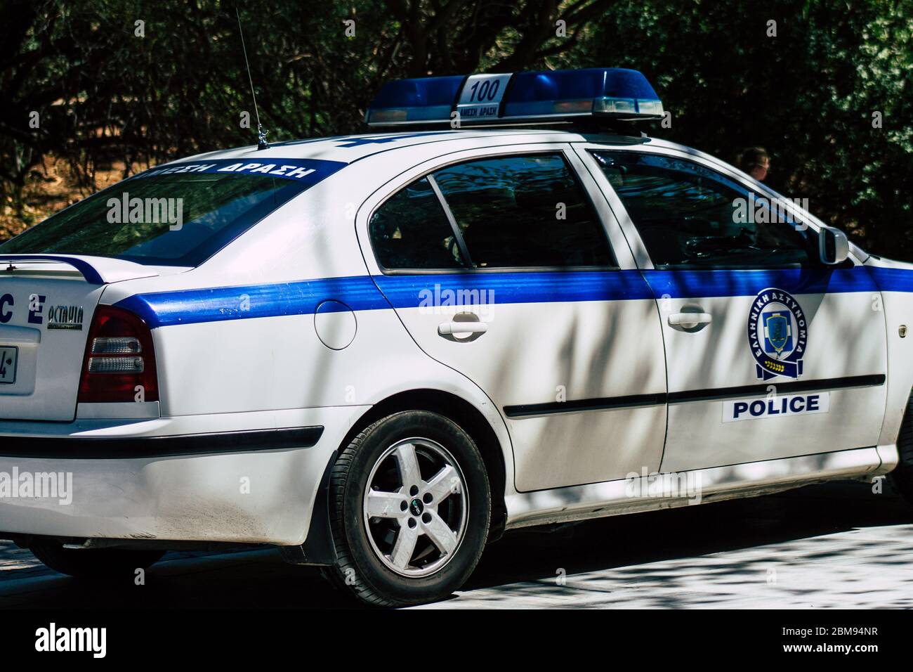 Athens Greece August 28, 2019 View of a Greek police car parked front ...