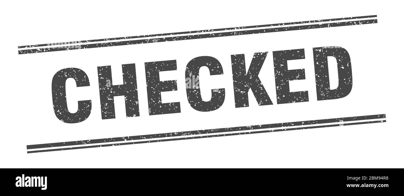 checked stamp. checked label. square grunge sign Stock Vector Image ...