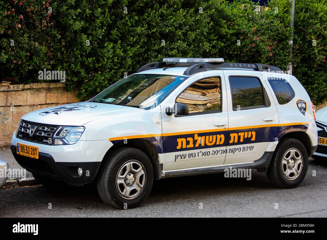 Jerusalem Israel May 10, 2018 View of a Israeli police car in the ...