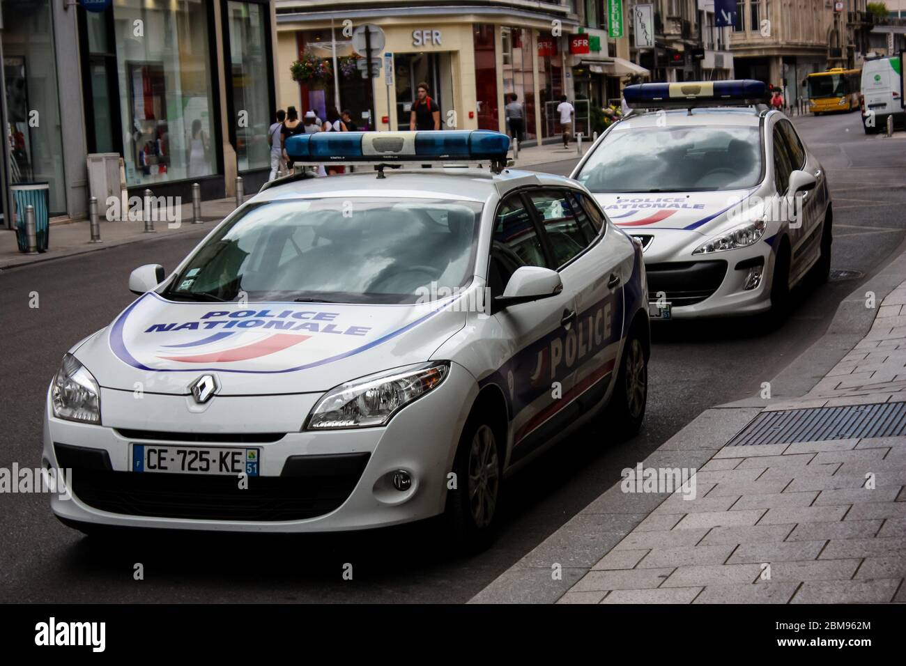 Reims France July 03, 2018 View of a French police car parked in the ...