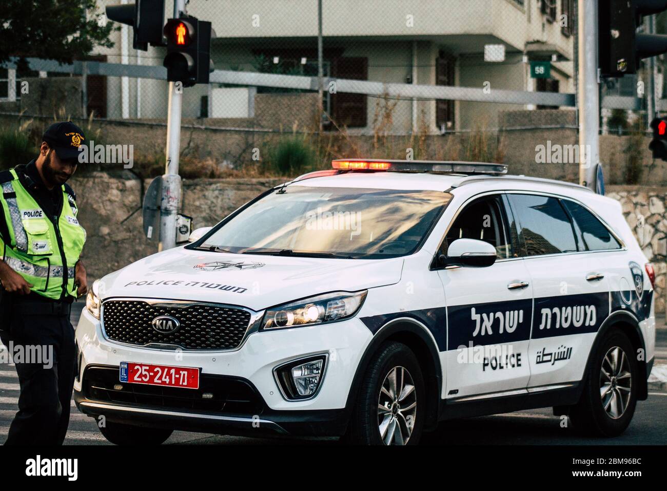 Tel Aviv Israel August 1, 2019 View of a Israeli police car parked in ...