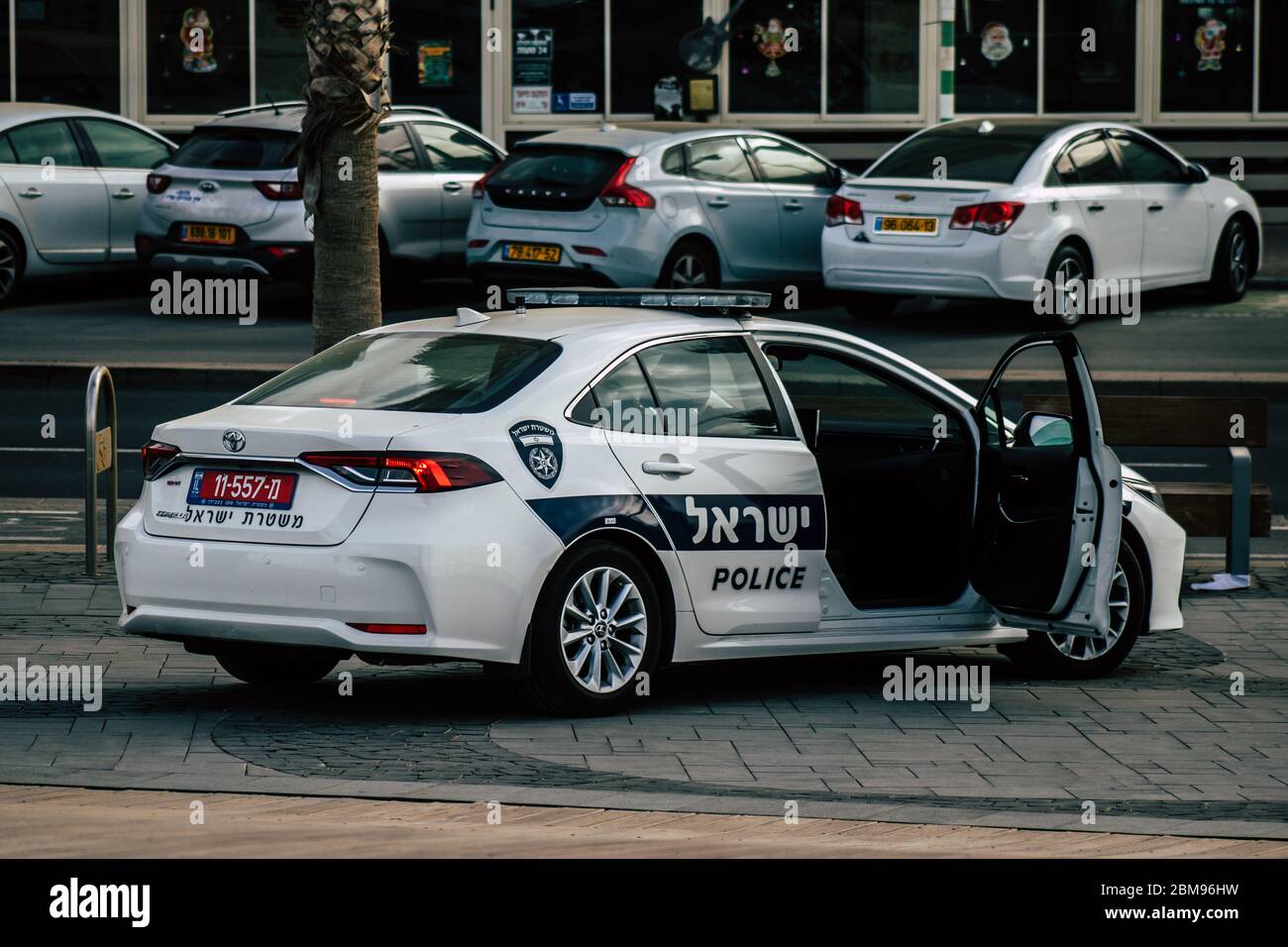 Tel Aviv January 01, 2020 View of a Israeli police car in the streets ...