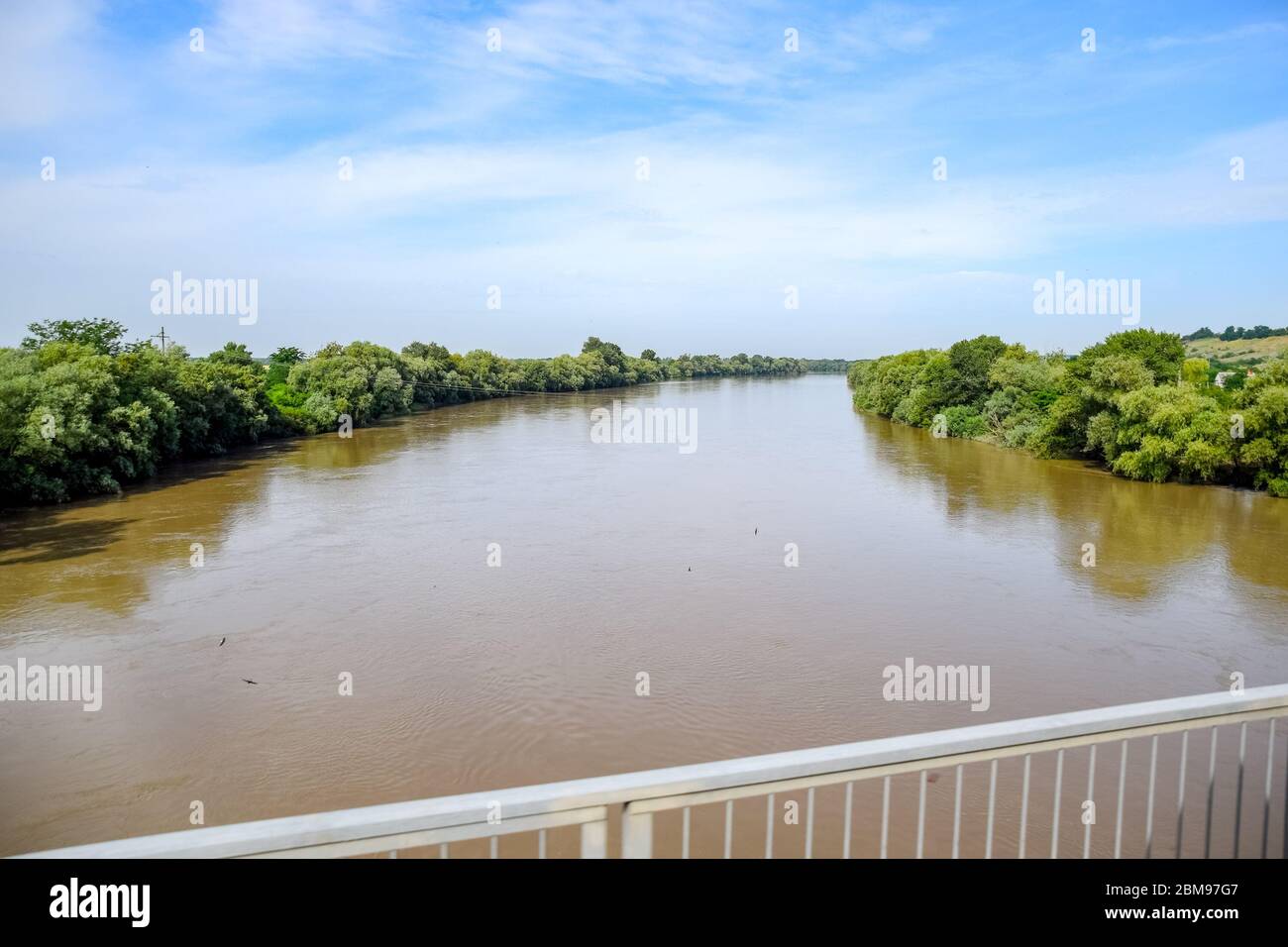 Passing over the bridge over the river. The landscape of the river, the ...