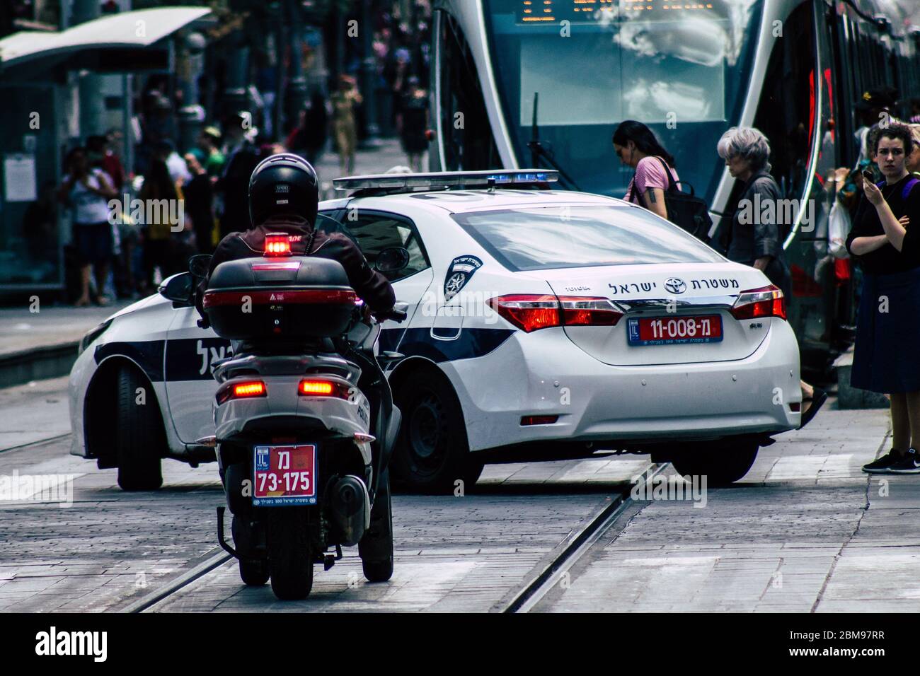 Jerusalem Israel July 2, 2019 View of a Israeli police car and ...