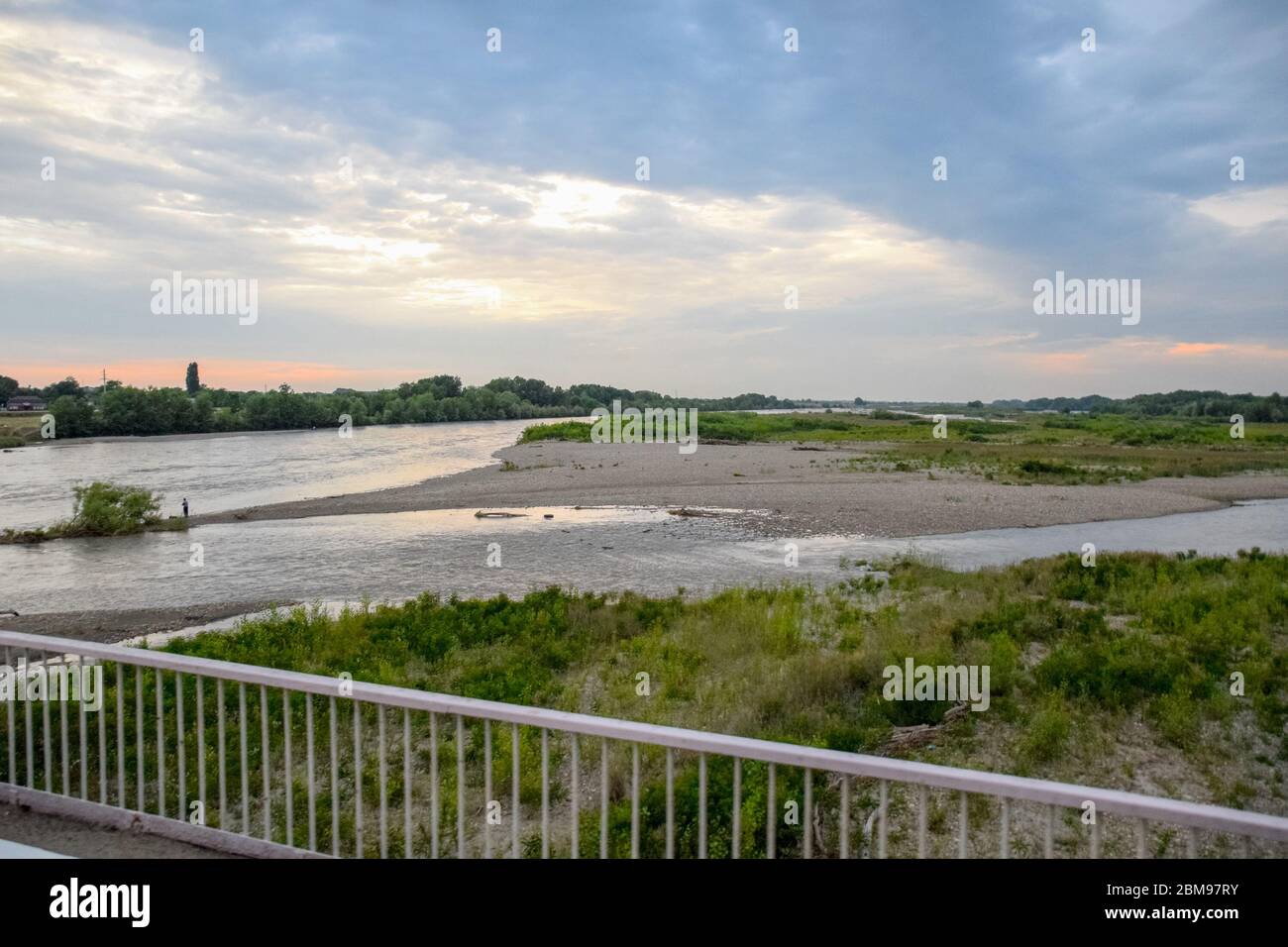 Passing over the bridge over the river. The landscape of the river, the ...