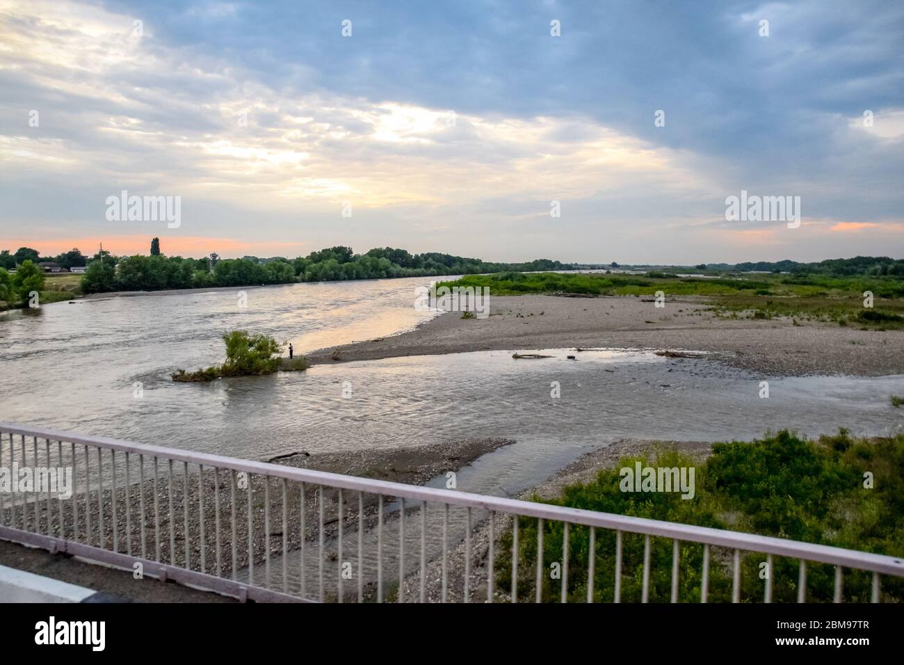 Passing over the bridge over the river. The landscape of the river, the ...