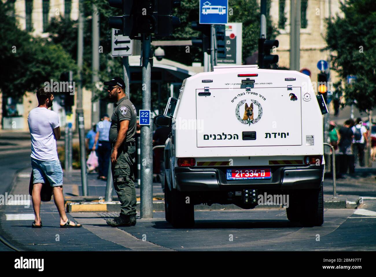 Jerusalem Israel July 2, 2019 View of a Israeli police car rolling in ...