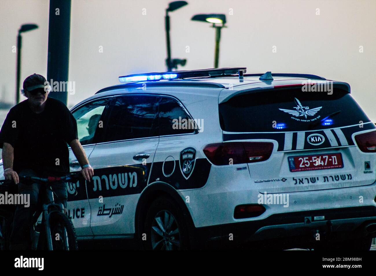 Tel Aviv Israel January 30, 2020 View of a Israeli police car rolling ...