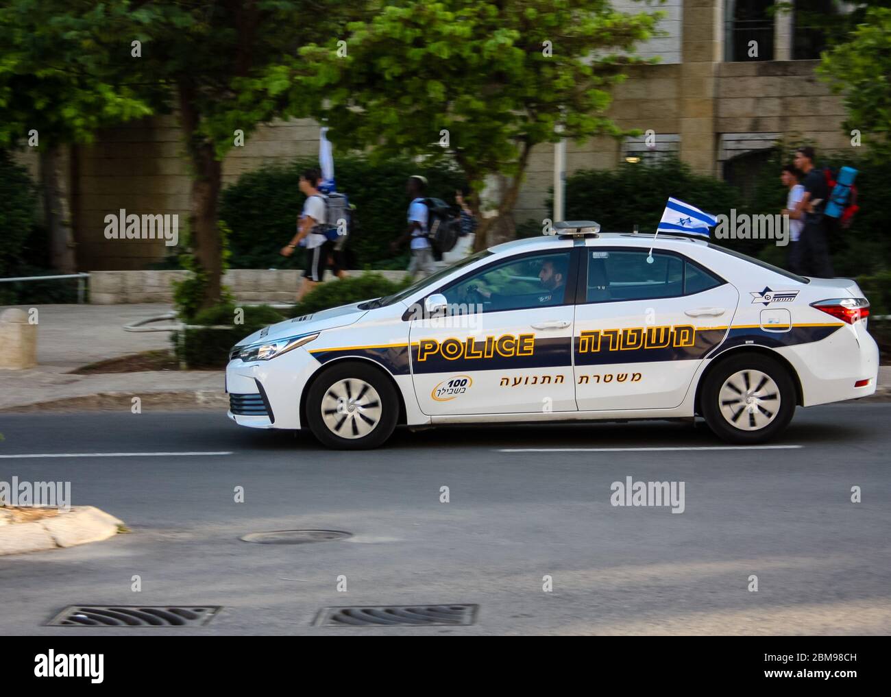 Jerusalem Israel April 16, 2018, View of a Israeli police car in the ...