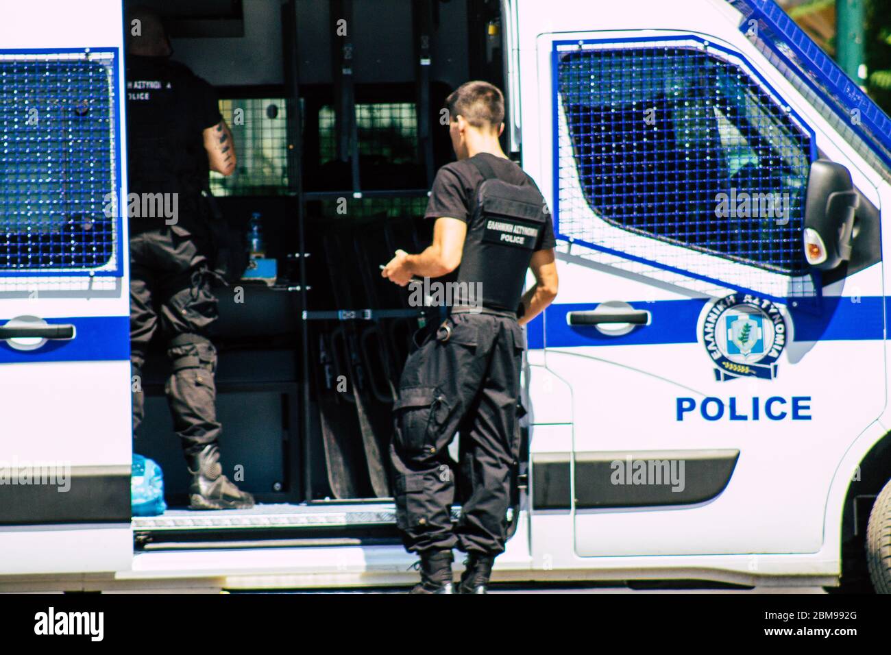 Athens Greece September 7, 2019 View of a Greek police officer in the ...