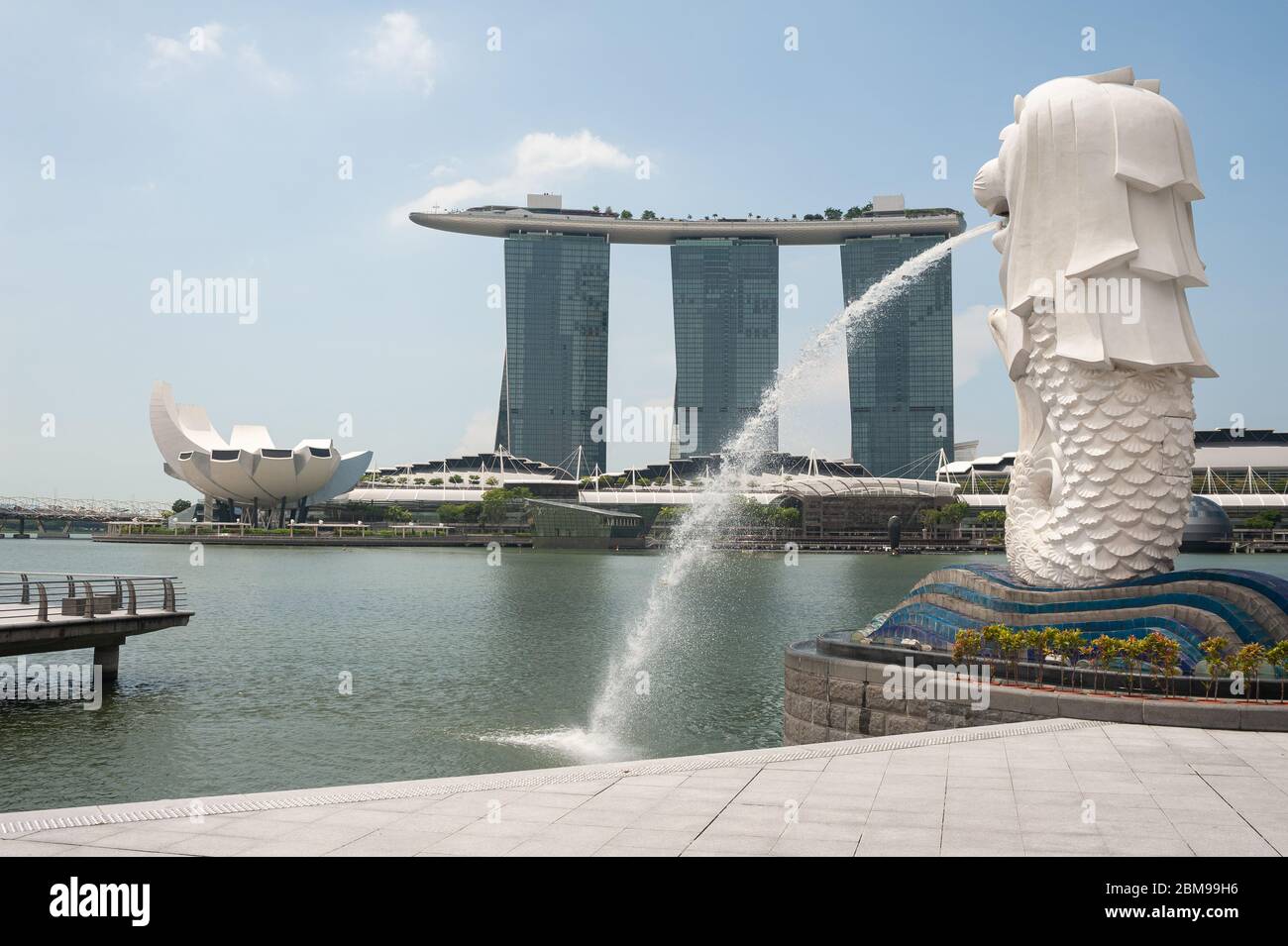 05.05.2020, Singapore, Republic of Singapore, Asia - Abandoned Merlion ...