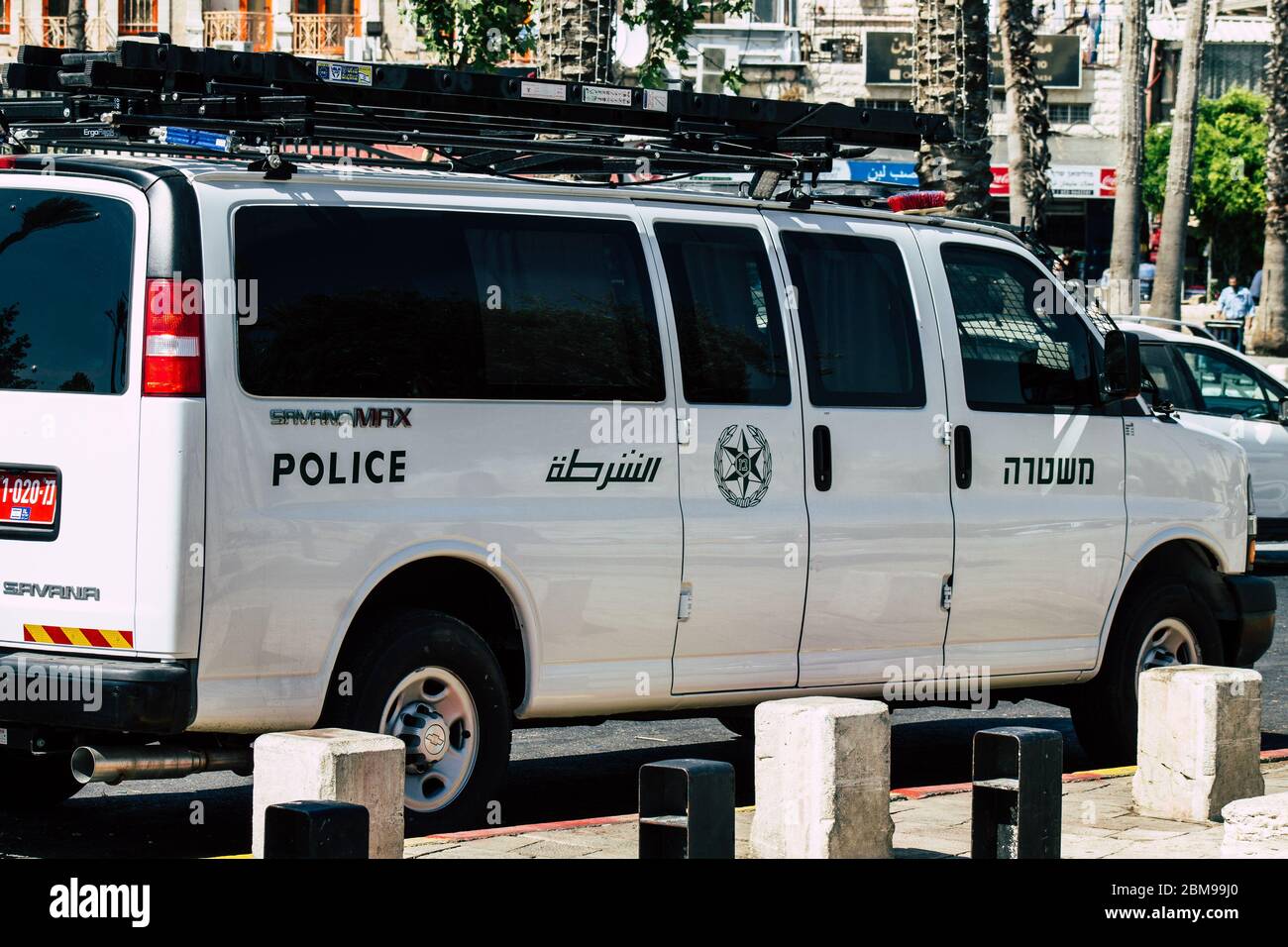 Jerusalem Israel June 24, 2019 View of a Israeli police car rolling in ...